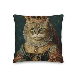 Cat Lovers Regal Elizabethan Cat Pillow With Ruff and Tiara Pillow ...