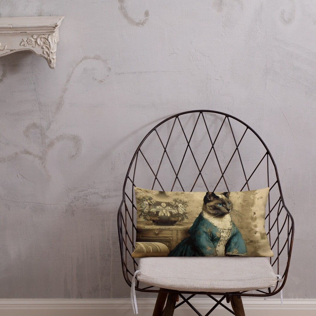 Charming Matriarch Cat Lumbar Pillow, Victorian French Toile ...