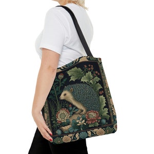 Charming Hedgehog Tote Bag, William Morris Inspired Tote, Forest Floral ...