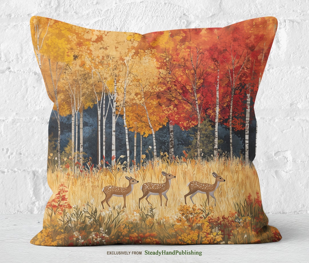 Bambi Meadow Pillow Vibrant Forest Fall Pillow, Deer Lovers Gift ...