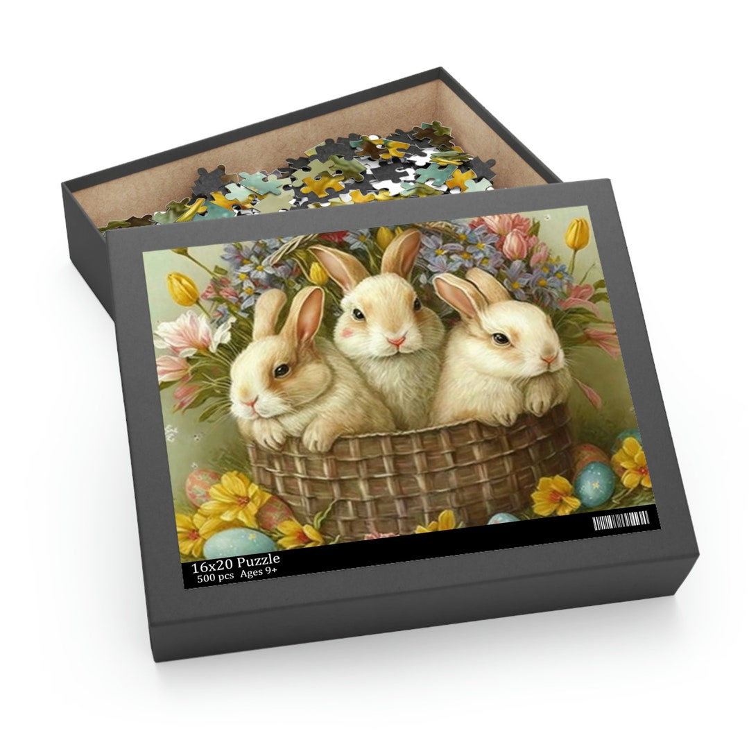Cute Easter Bunnies Jigsaw Puzzle 120, 252, 500-piece 3 Easter Bunnies ...