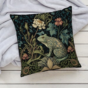William Morris Frog in a Forest Pillow | Frog Pillow, Cottagecore ...