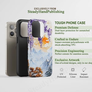 Purple Wisteria and Mountain Sunset Painting Phone Case | iPhone 15 14 ...