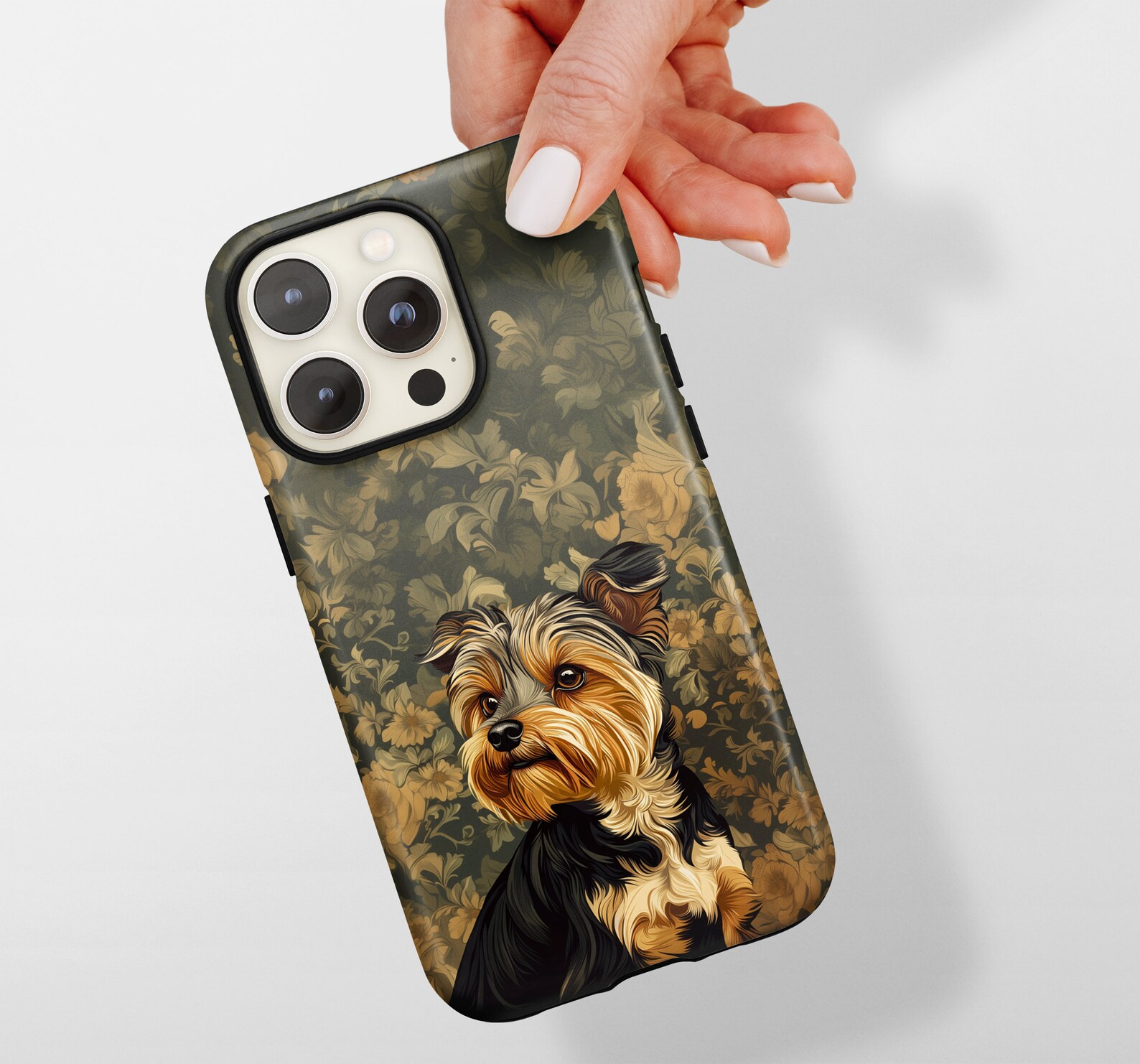 Yorkshire Terrier Dog Floral Tough Phone Case | iPhone 15 14 13 12 11 ...