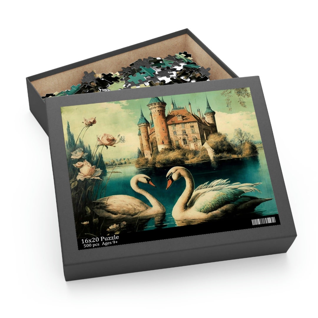 French Chateau and Swans Jigsaw Puzzle (120, 252, 500-piece) Adult ...