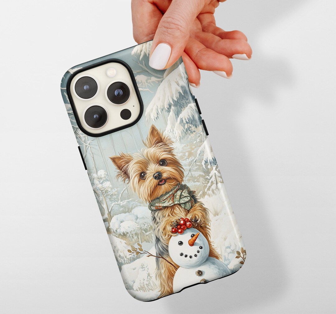 Yorkshire Terrier Winter Snowman Tough Phone Case | iPhone 15 14 13 12 ...