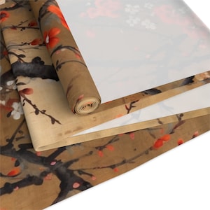 Designer Asian-inspired Table Runner, Golden Theme With Floral Tree ...