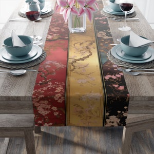 Stunning Designer Asian Table Runner, Crimson Red, Gold, Blue, Black ...