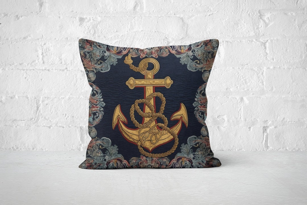 Rustic Anchor Pillow Anchor Cushion Lake House Decor, Boat Lover Gift ...