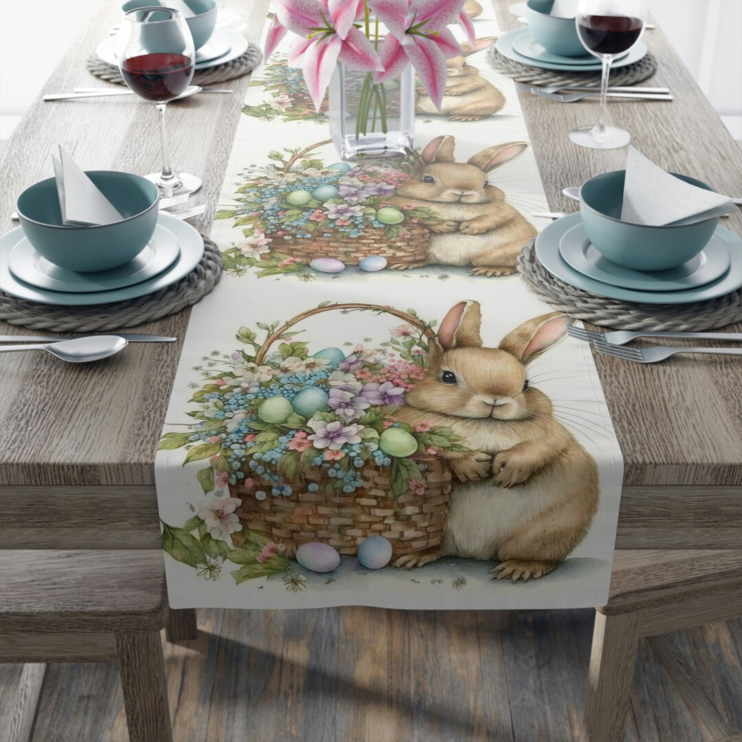 Precious Easter Bunny Table Runner Easter Decor, Easter Table Runner ...