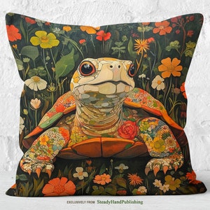 William Morris Tortoise Turtle Garden Pillow, Vintage Art Nouveau Gift ...