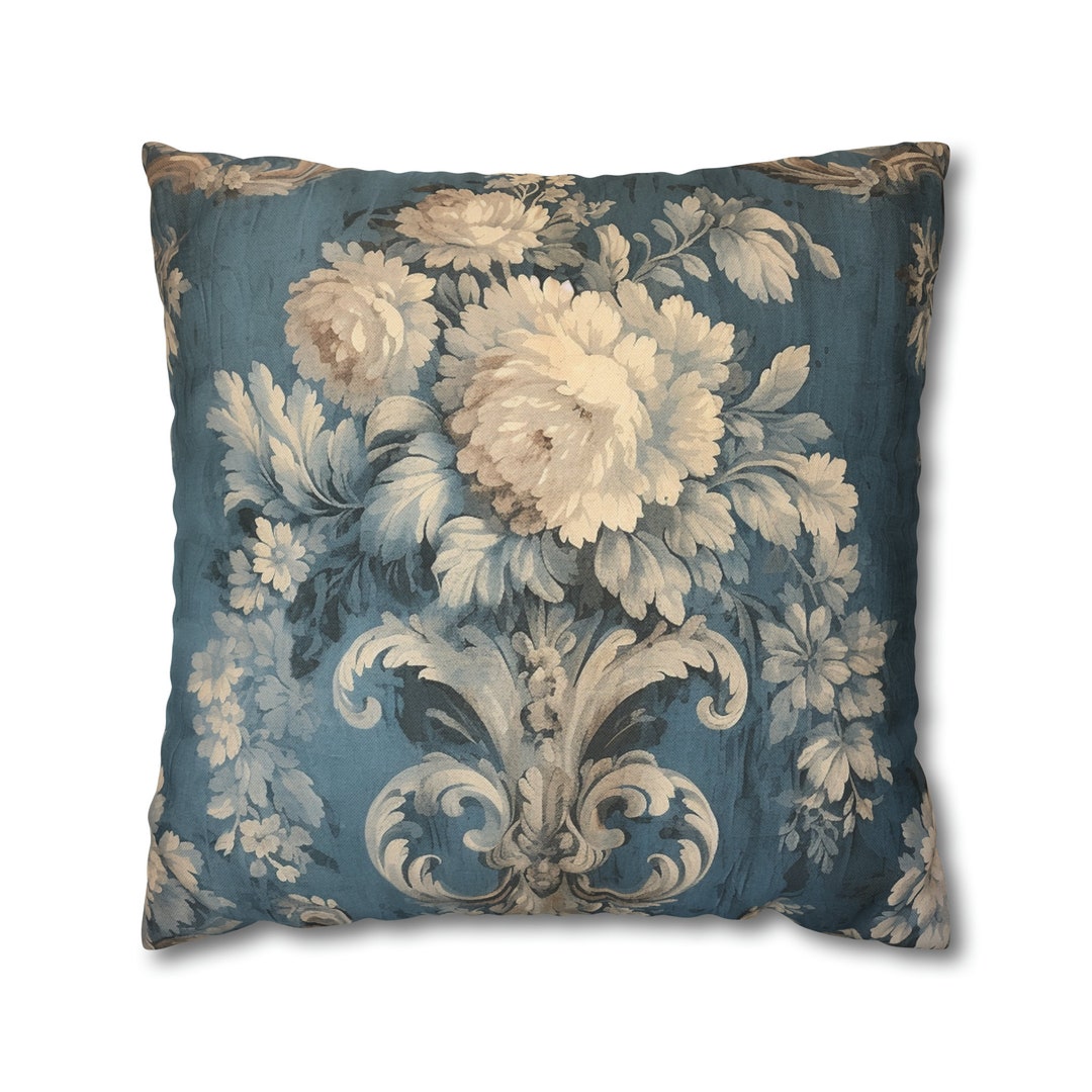 19th Century French Damask Textile Pillow Case, Vintage Elegant Home ...