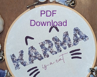 Karma is a Cat Embroidery - Etsy