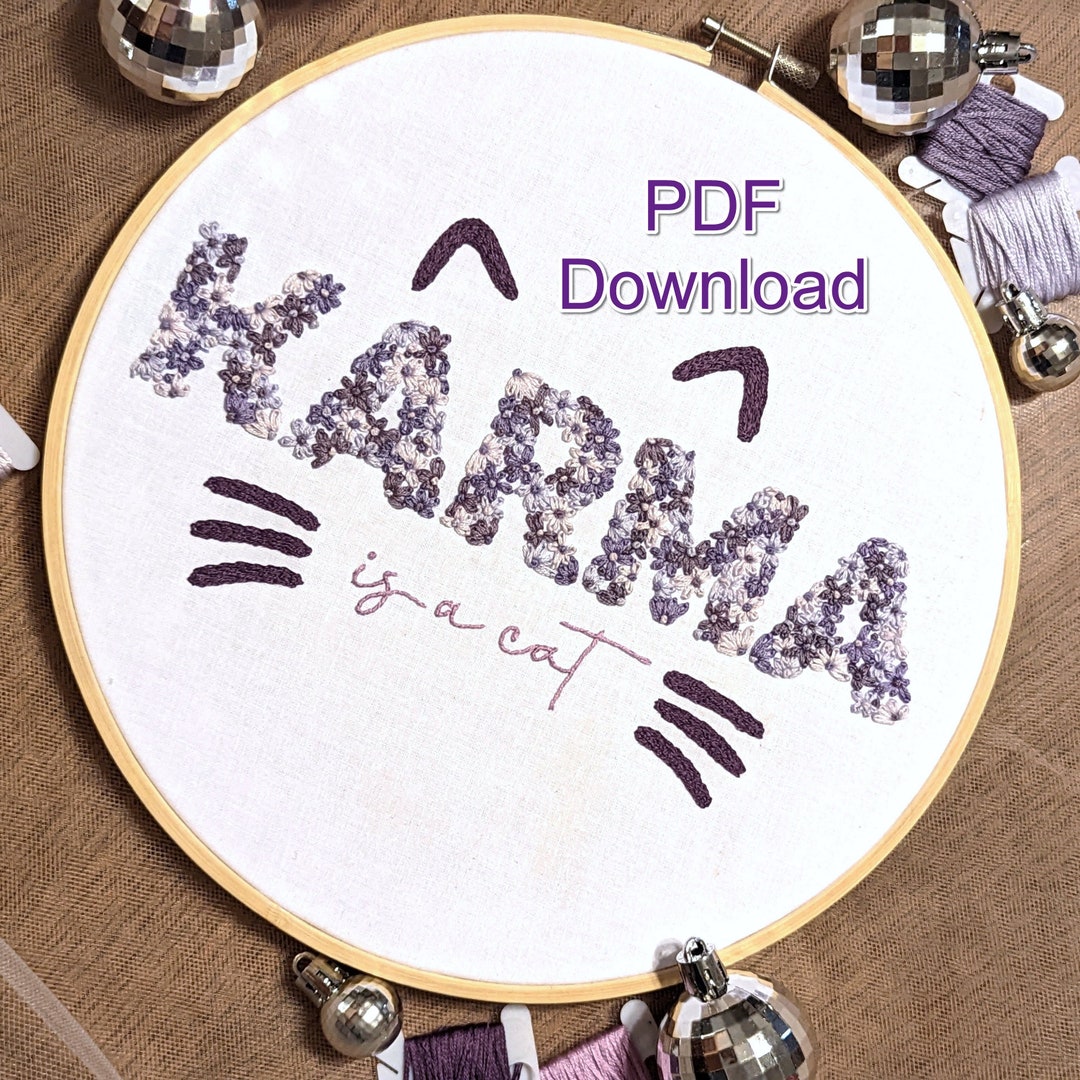 PDF Pattern Karma is a Cat Embroidery Pattern Taylor Swift Inspired - Etsy