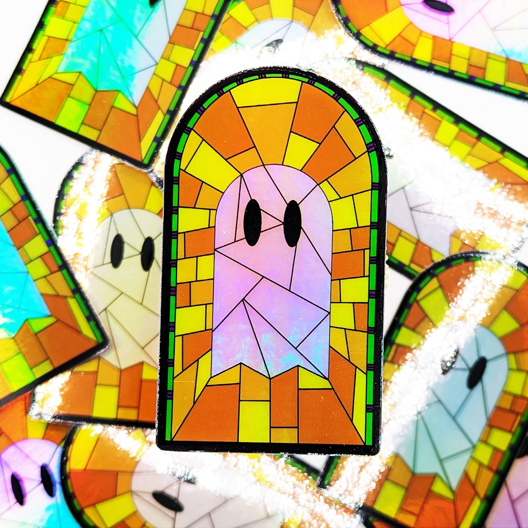 Stained Glass Ghostie Sticker Holographic Waterproof - Etsy