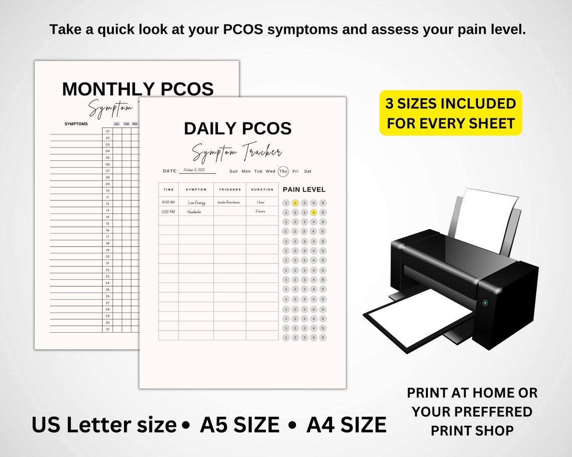 PCOS Symptom Tracker|daily Monthly Symptom Tracker Printable Medical ...