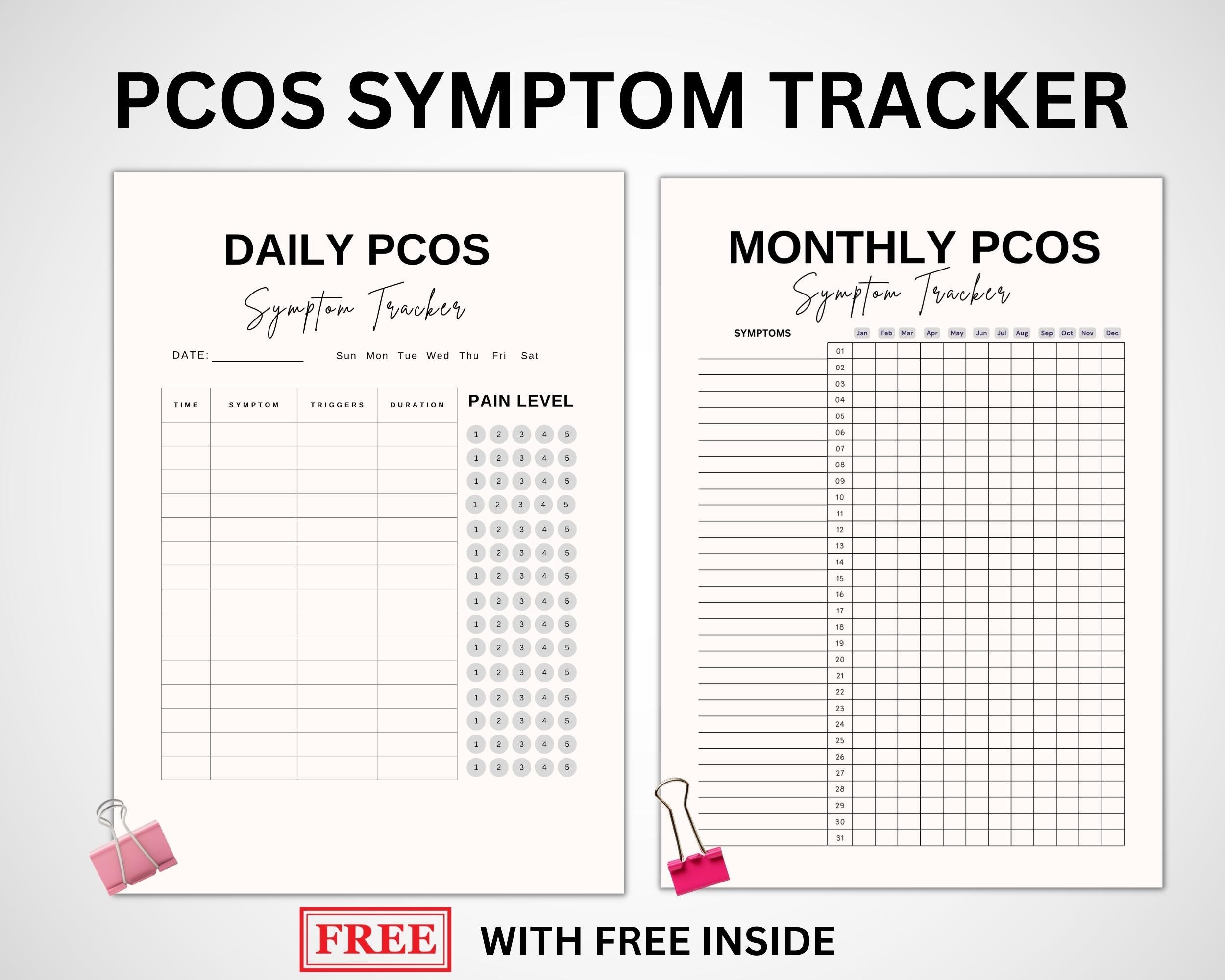 PCOS Symptom Tracker|daily Monthly Symptom Tracker Printable Medical ...