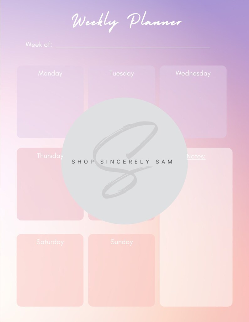 Printable Weekly Planner - Etsy