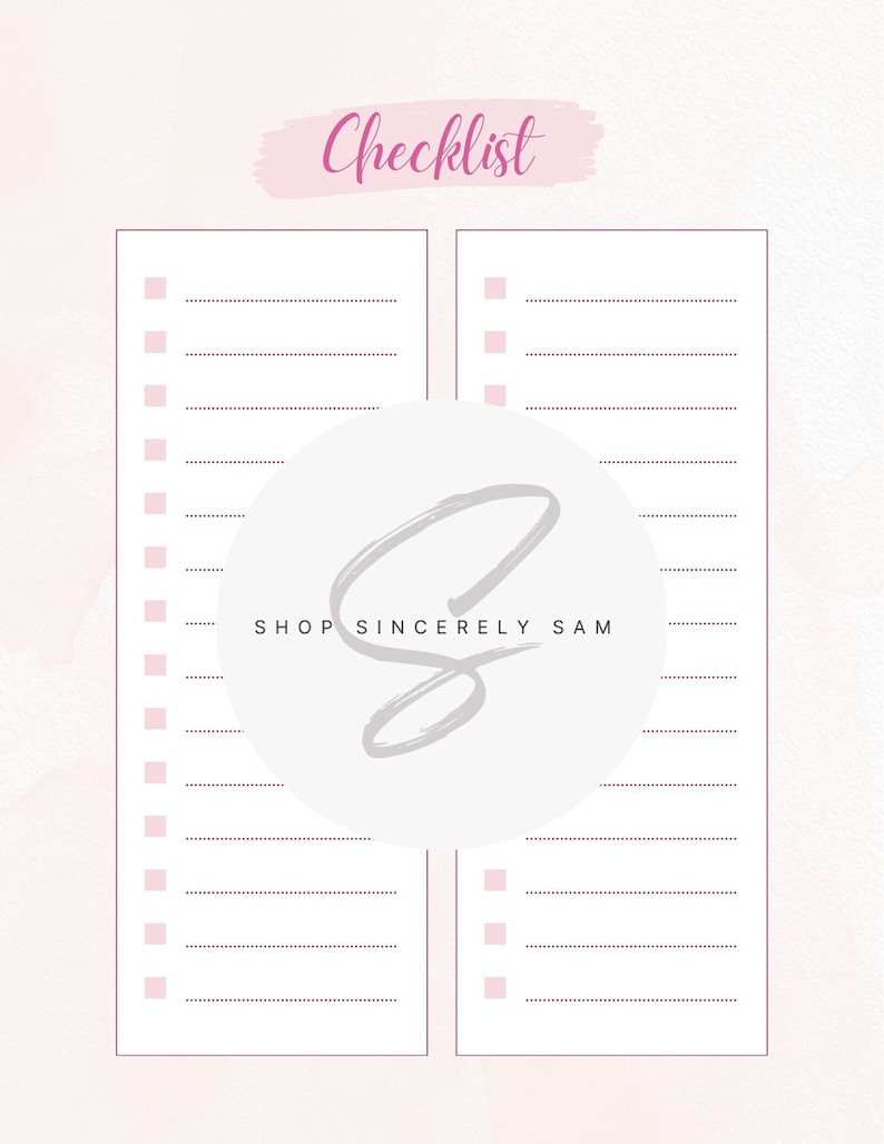 Printable Checklist Template - Etsy