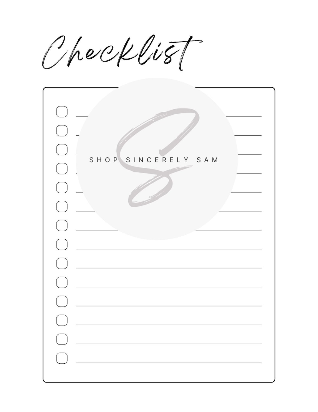 Simple & Clean | Black and White Checklist - Etsy