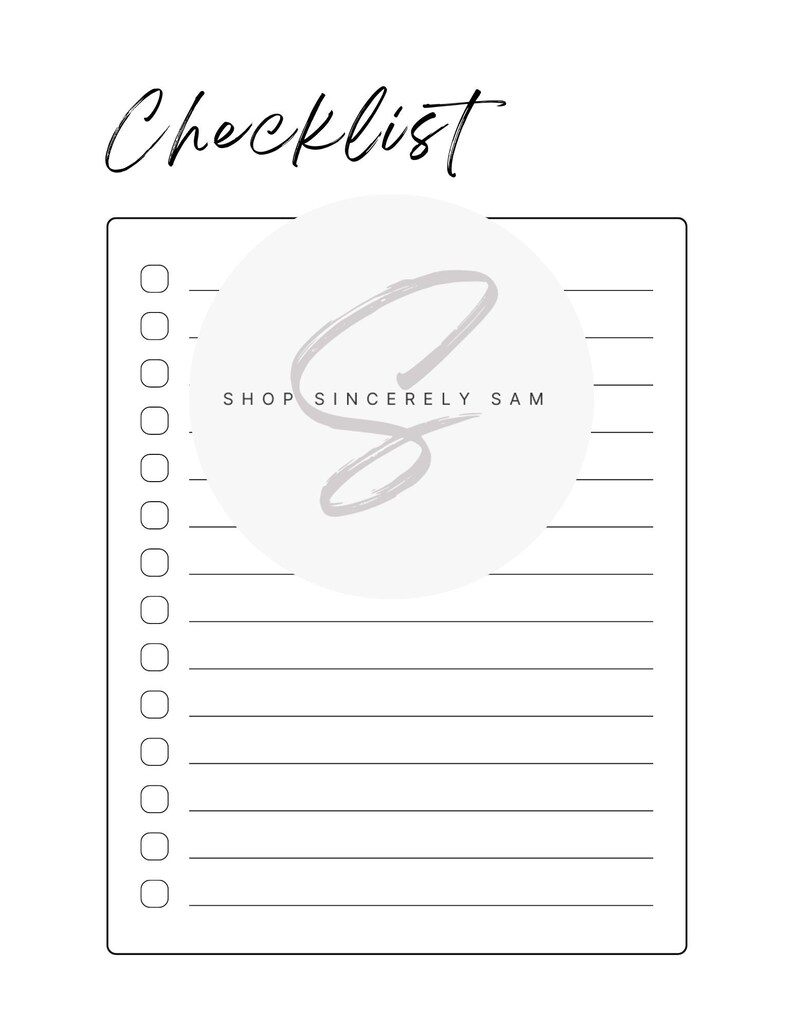 Simple & Clean | Black and White Checklist - Etsy