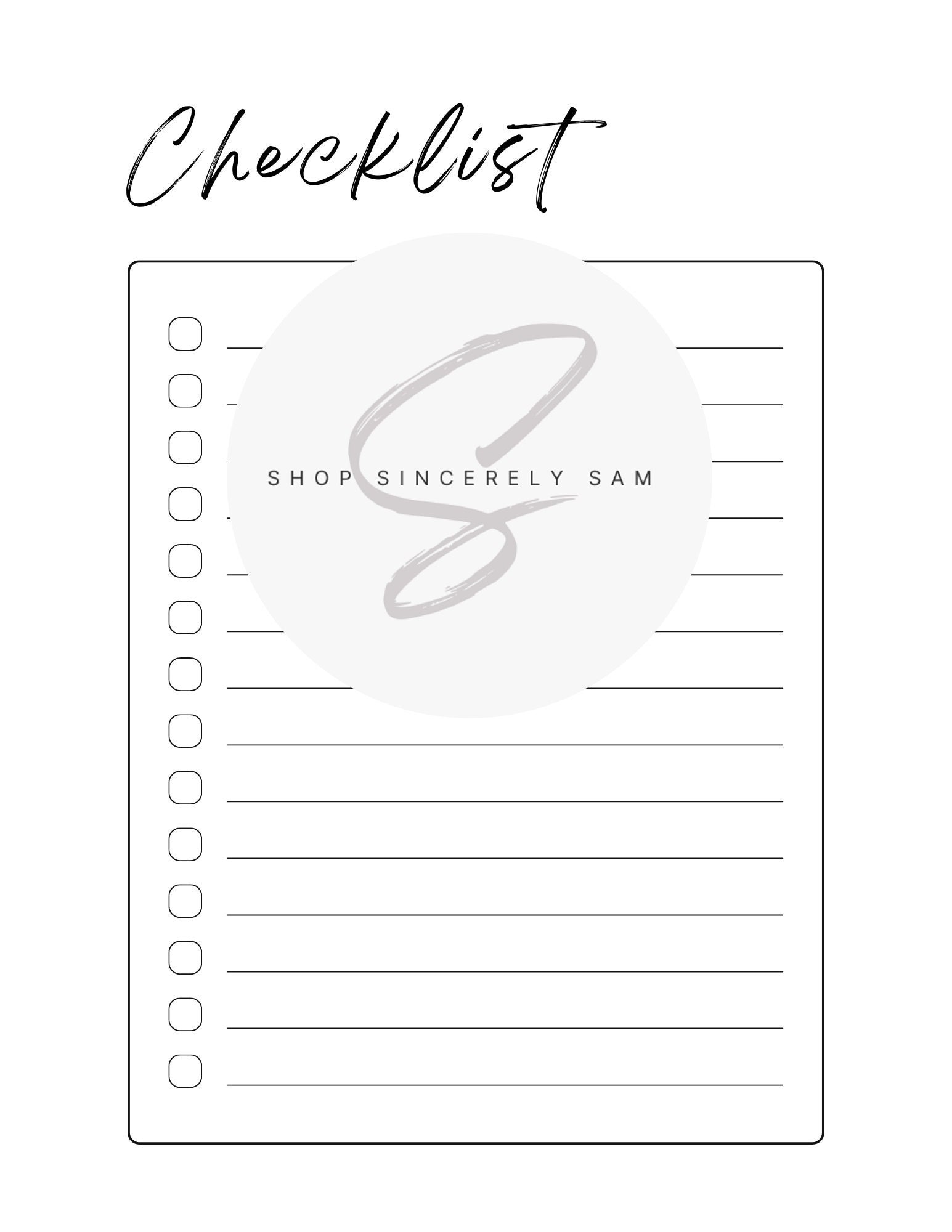 Simple & Clean | Black and White Checklist - Etsy