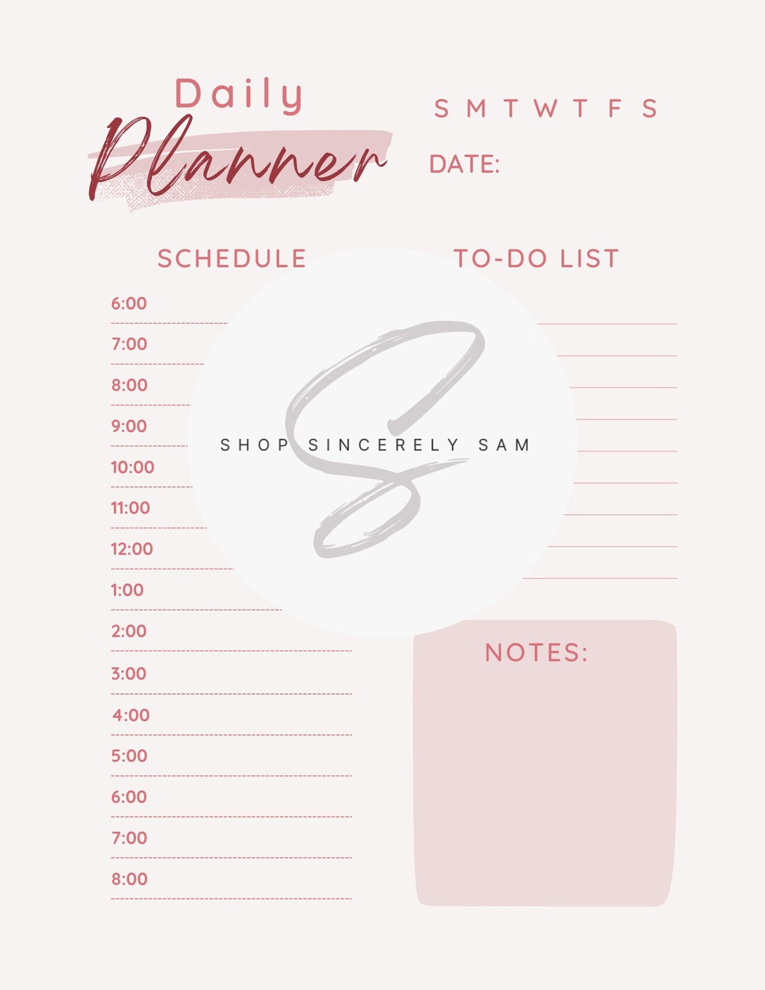 Printable Daily Planner Sheet - Etsy