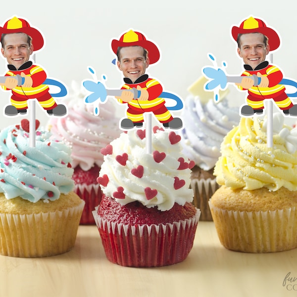Firefighter Cupcake Topper Printable - Etsy