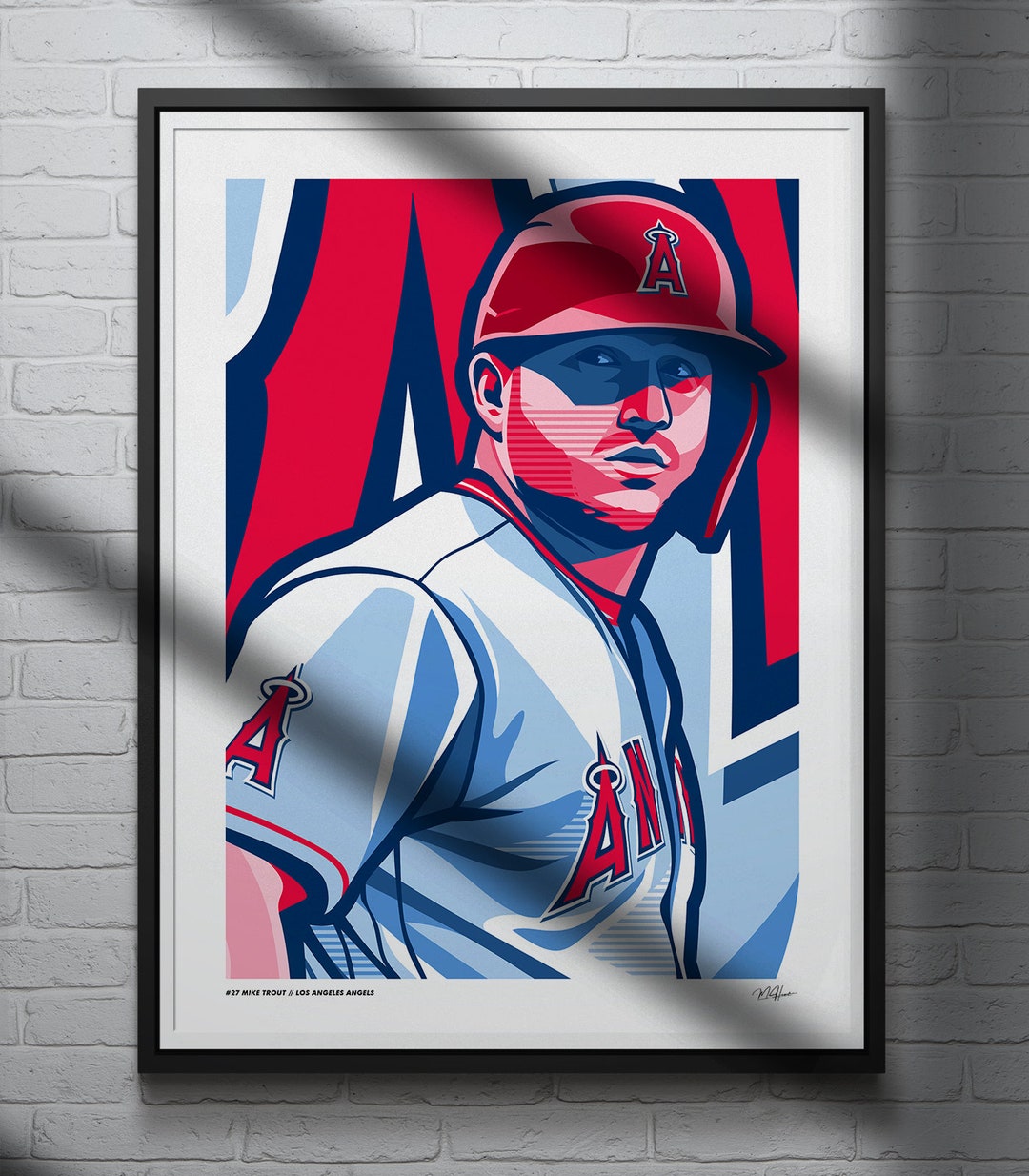Mike Trout Poster Los Angeles Angels Baseball Illustrated Art - Etsy