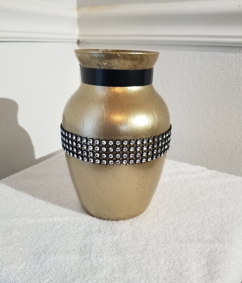 Gold and Black Vase Gold Decor Home Decor Vase Art - Etsy