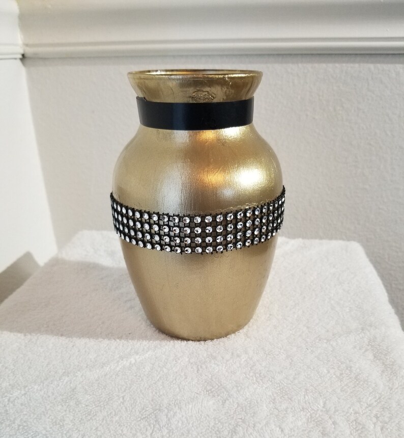 Gold and Black Vase Gold Decor Home Decor Vase Art - Etsy