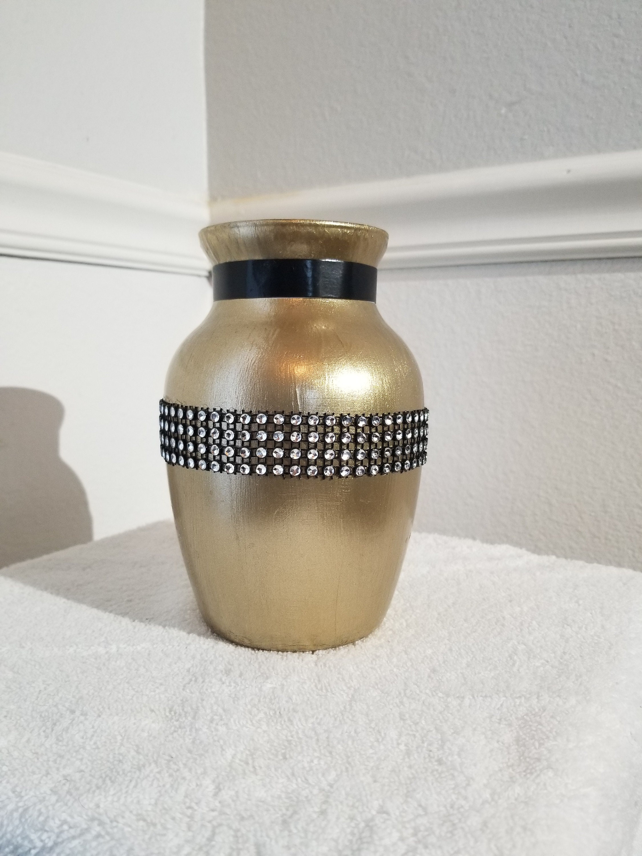 Gold and Black Vase Gold Decor Home Decor Vase Art - Etsy