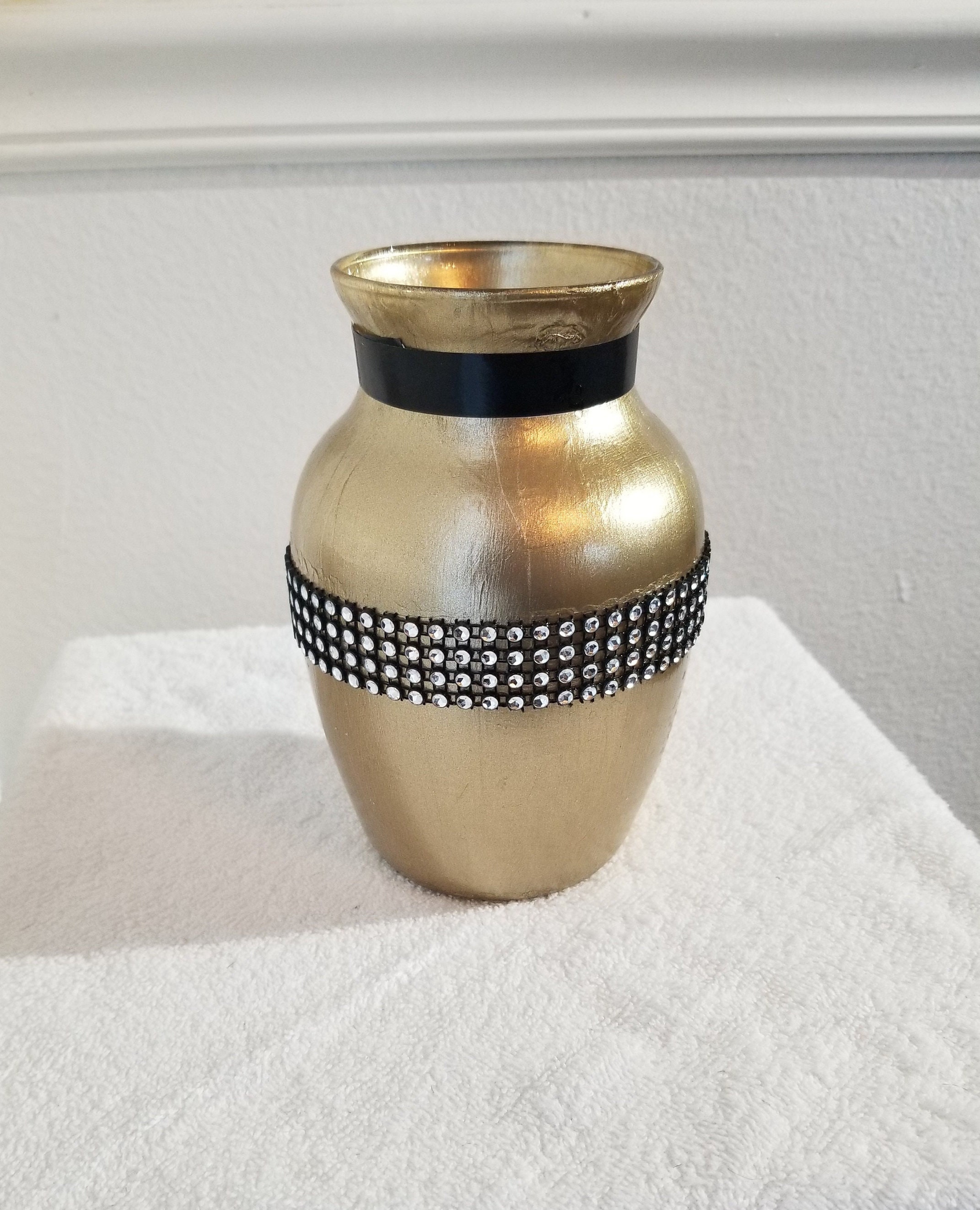 Gold and Black Vase Gold Decor Home Decor Vase Art - Etsy