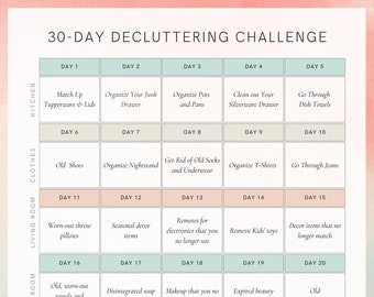 30 Day De-clutter Calendar - Etsy