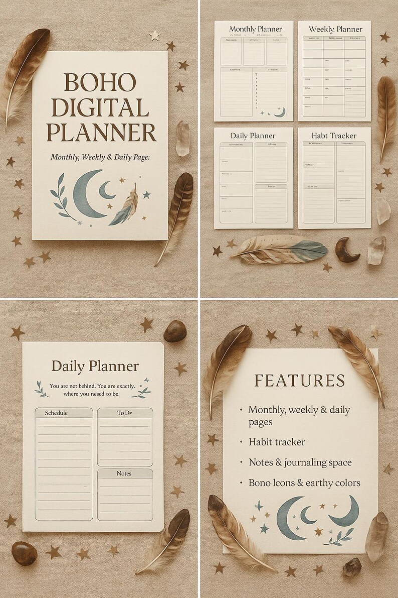 Boho Hippie Digital Planner PDF | Printable & Goodnotes Ready | Daily ...