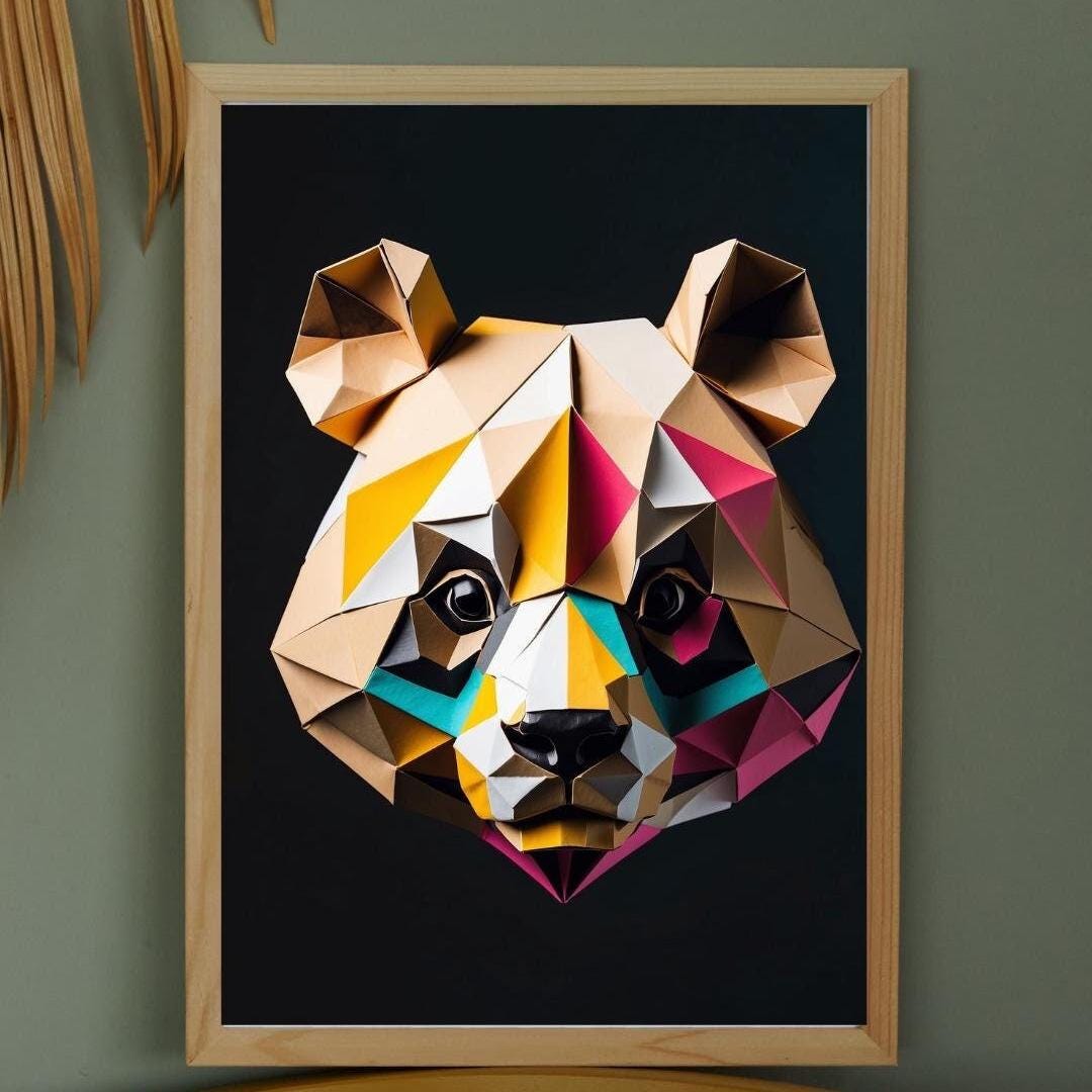 Geometric Origami Panda Wall Art Print – Modern Animal Decor ...