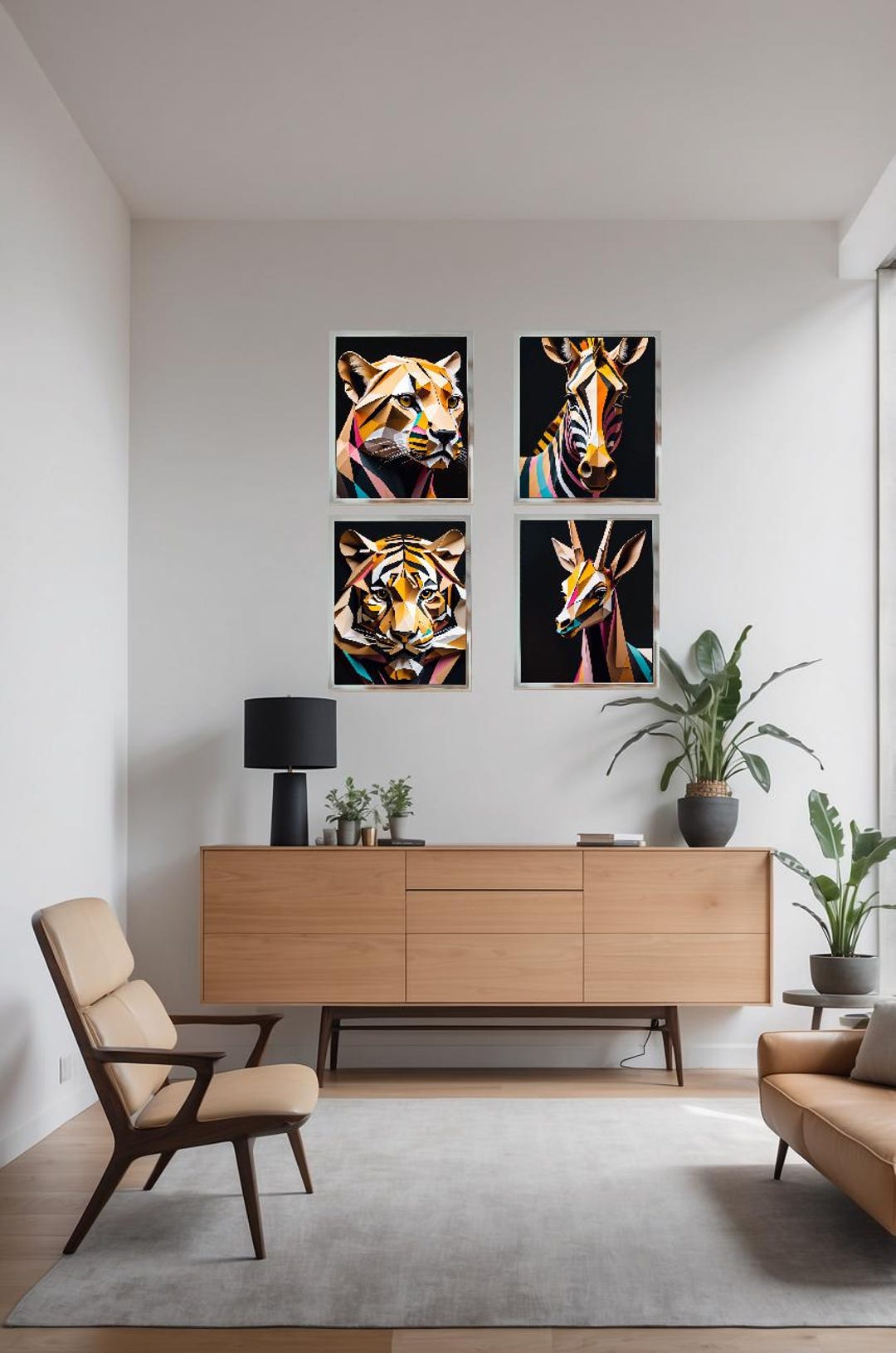 10x Geometric Origami Wall Art Print – Bold Animal Decor | Modern ...