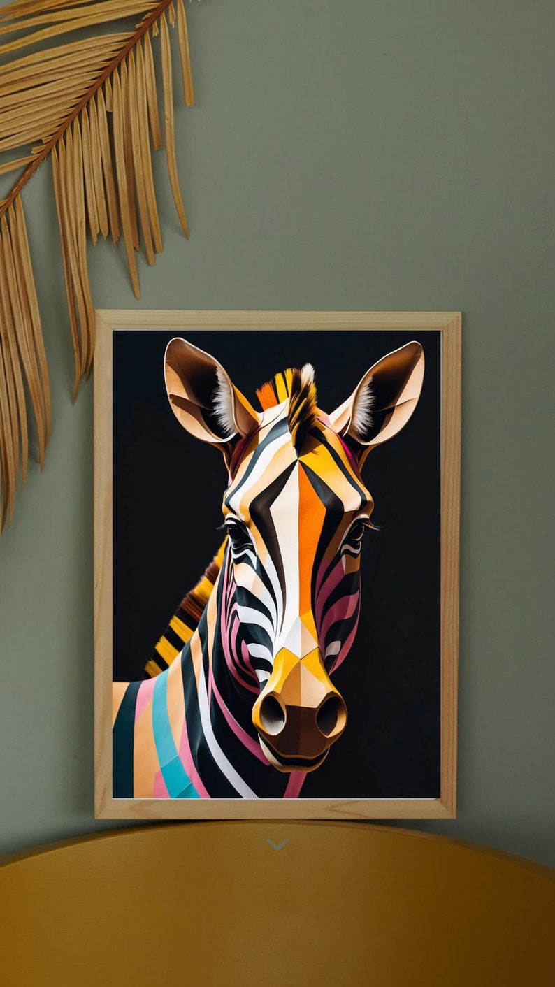 Geometric Origami Zebra Wall Art Print – Modern Animal Decor ...