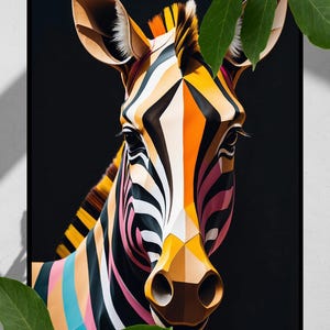 Geometric Origami Zebra Wall Art Print – Modern Animal Decor ...