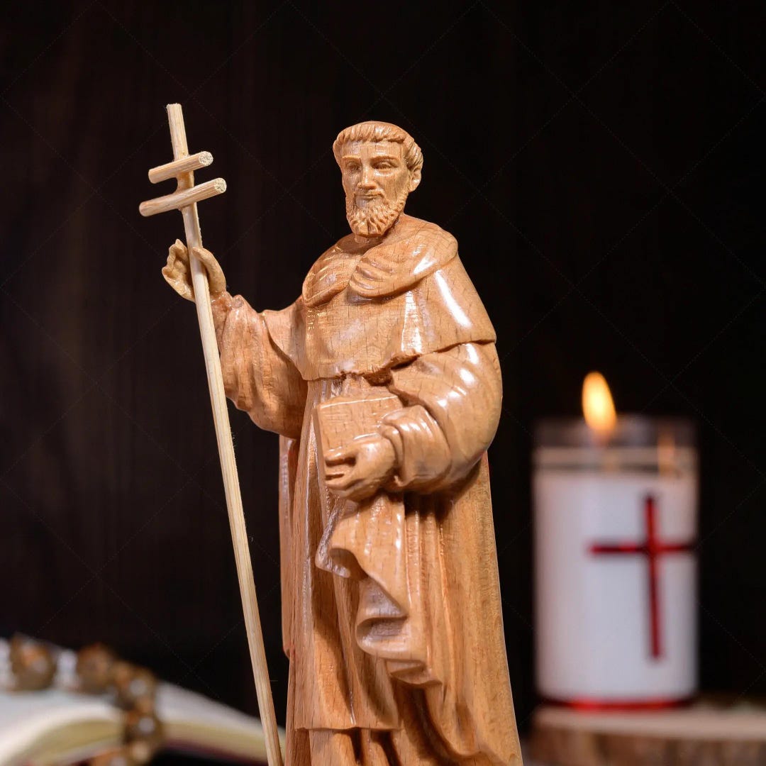 Handcrafted Saint Dominic Wooden Statue | Catholic Religious Gift ...