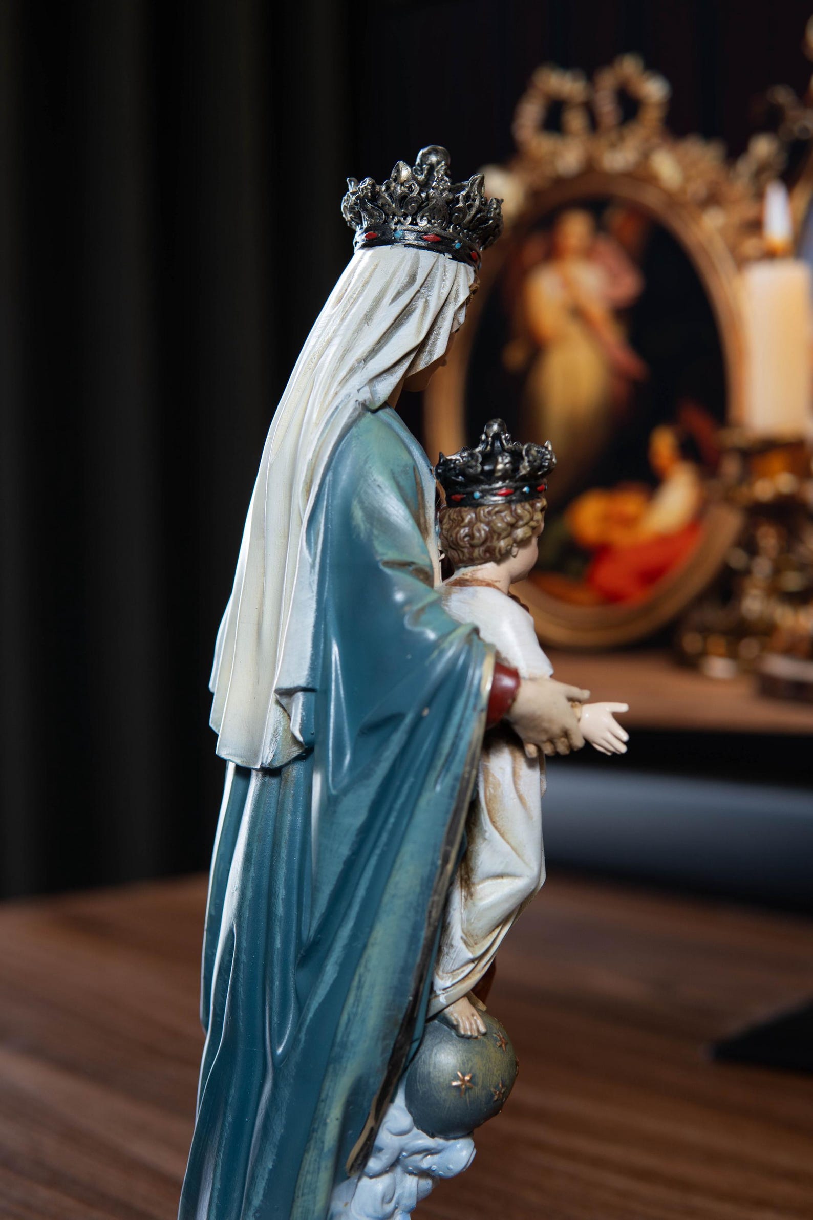 Hand-painted Our Lady of Victory Statue Virgin Mary Blessed Mother ...