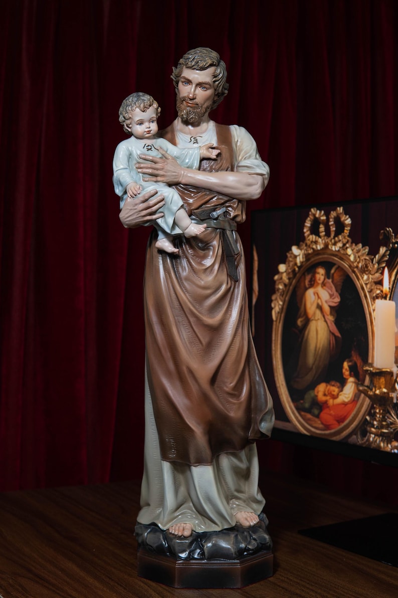 Saint Joseph With Child Jesus Statue 20.8" - Jesus Figurine Christian ...