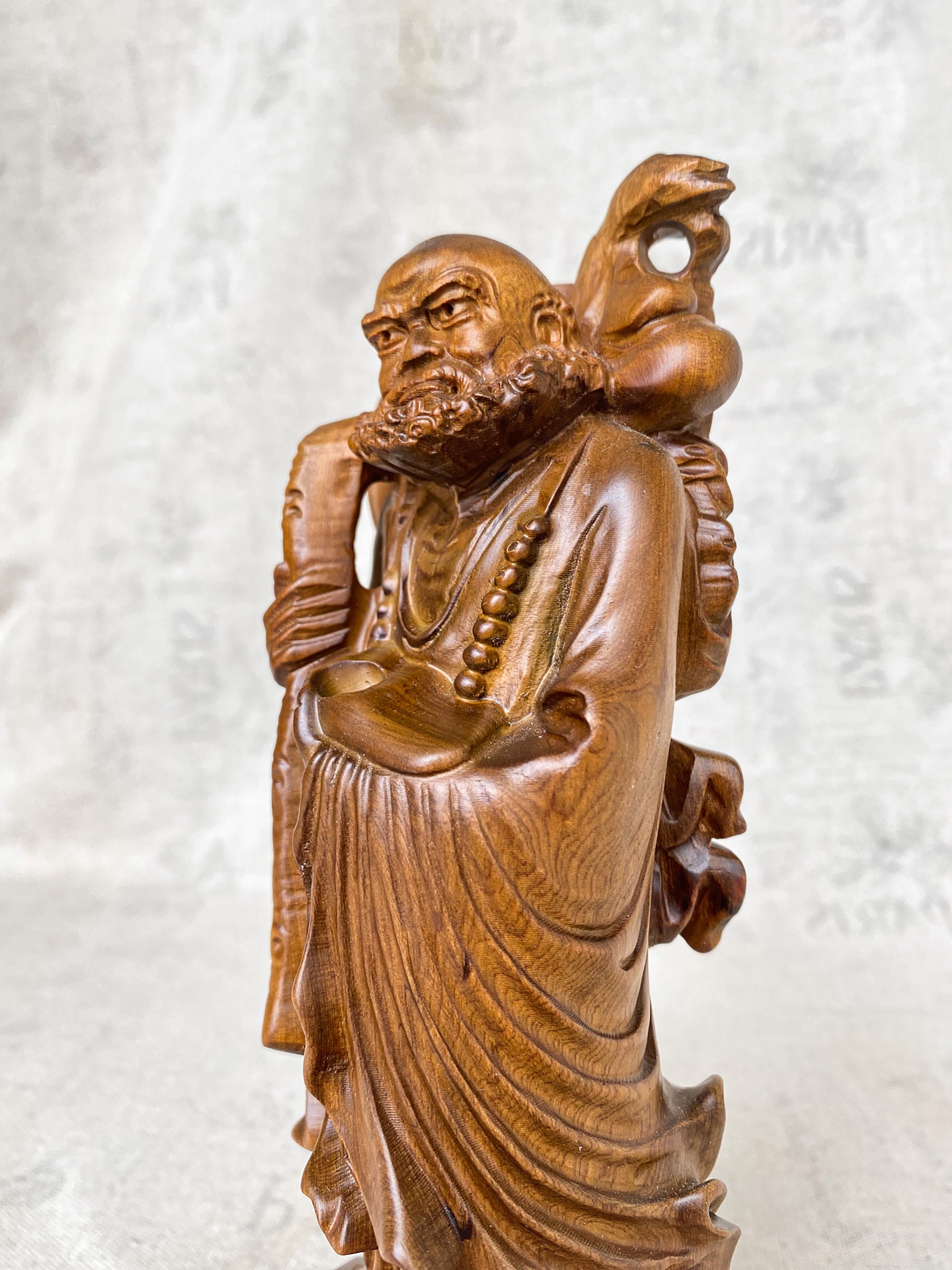 Standing Bodhidharma Statue, Dharma Zen Master Statue, Wooden Statue ...