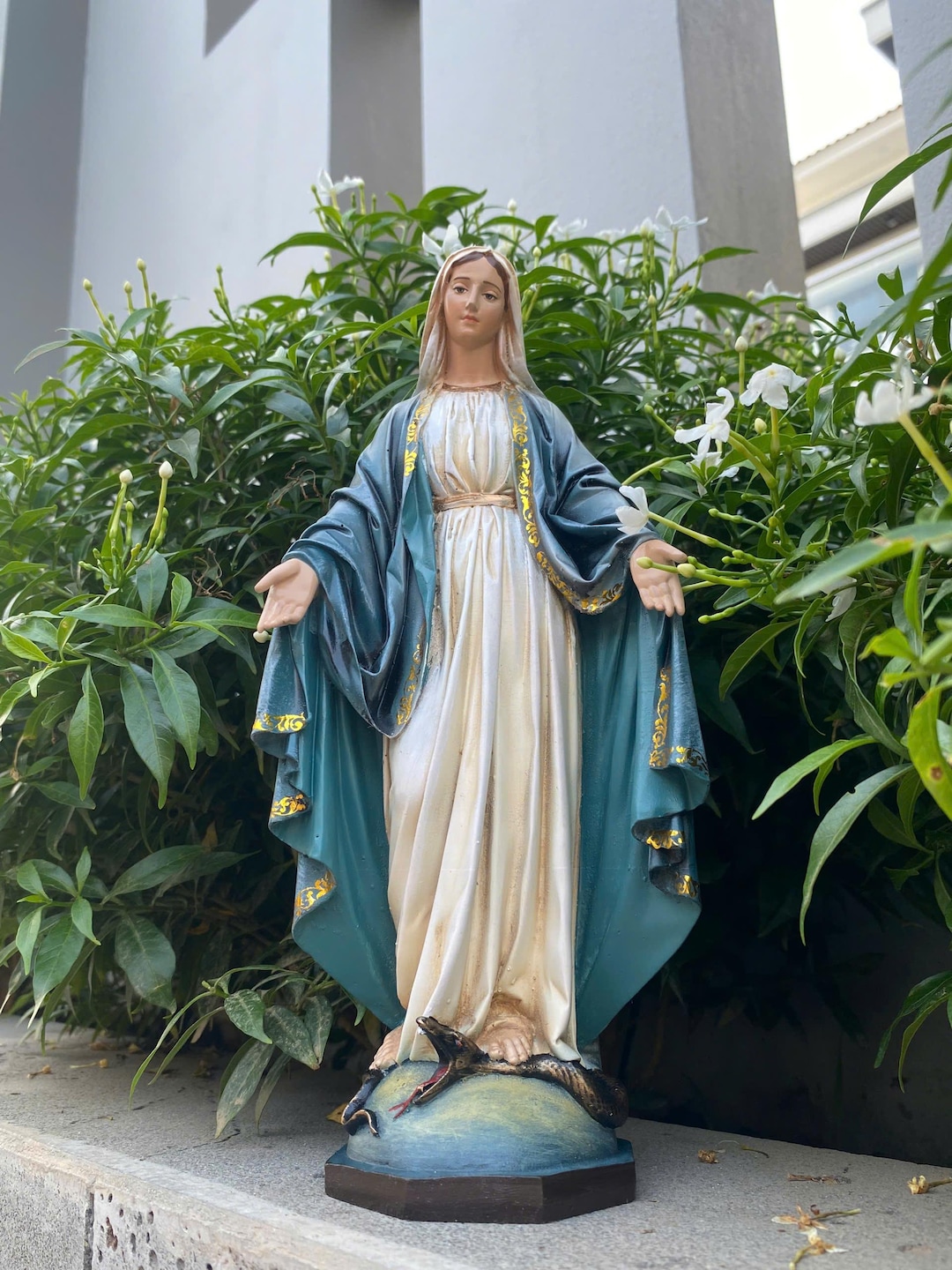 Hand-painted Our Lady of Grace Statue Virgin Mary Blessed Mother ...