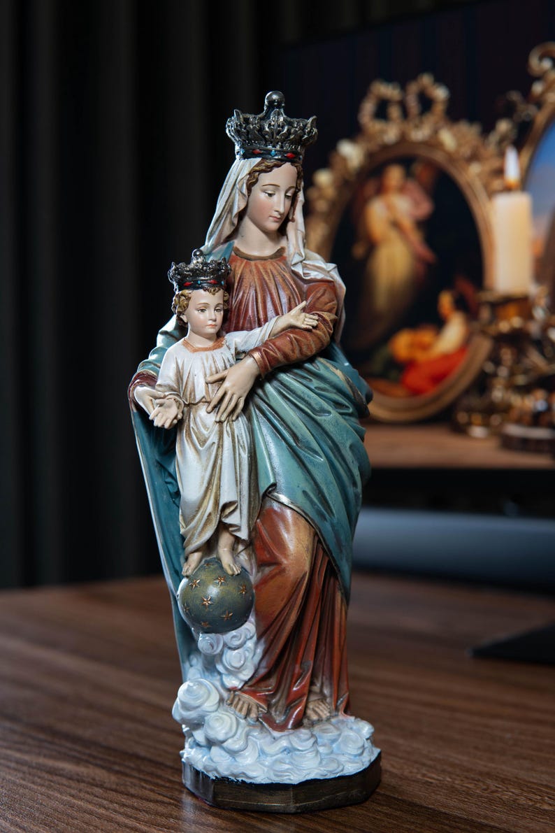 Hand-painted Our Lady of Victory Statue Virgin Mary Blessed Mother ...