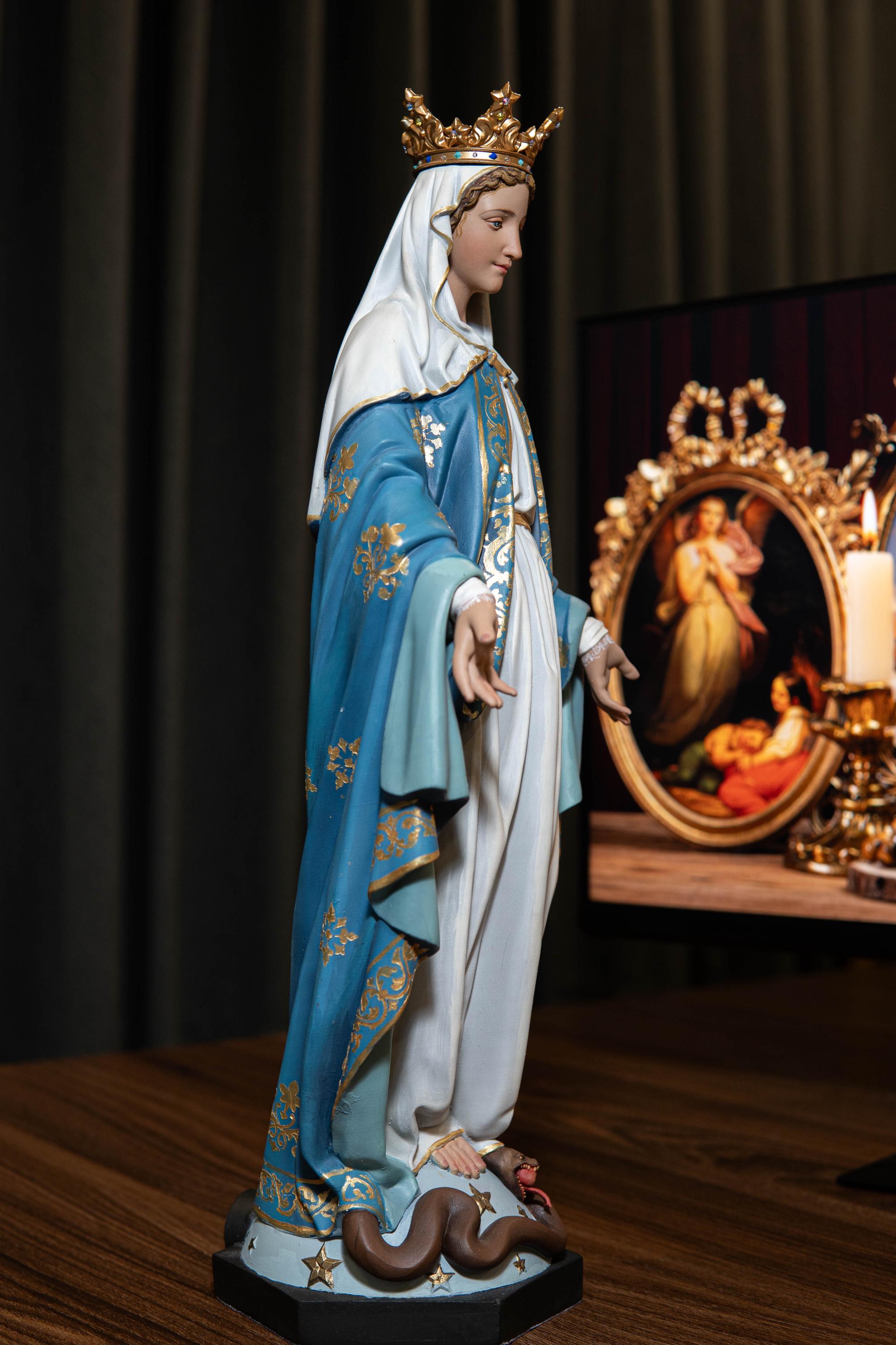 Hand-painted Our Lady of Grace Statue 15.7 Inches Virgin Mary Blessed ...