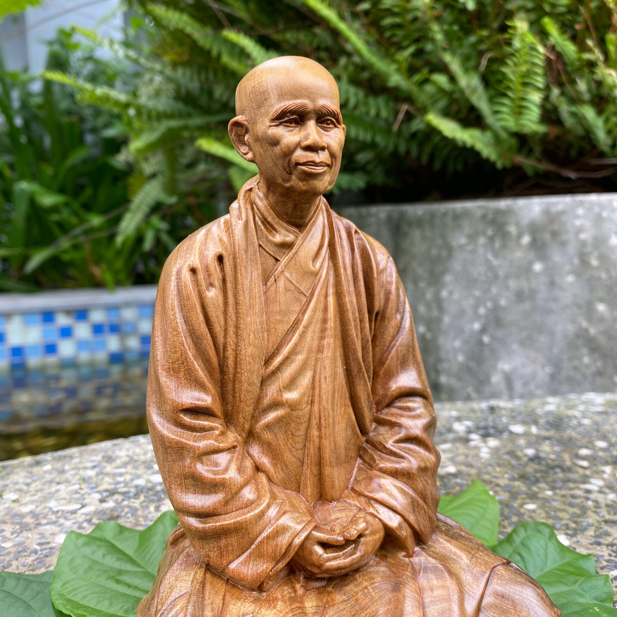 Wooden Zen Master Thich Nhat Hanh Statue Buddhist Art Feng - Etsy