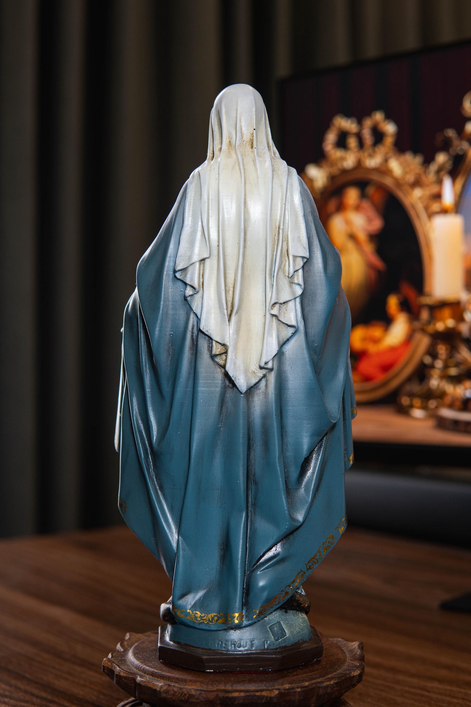 Hand-painted Our Lady of Grace Statue Virgin Mary Blessed Mother ...