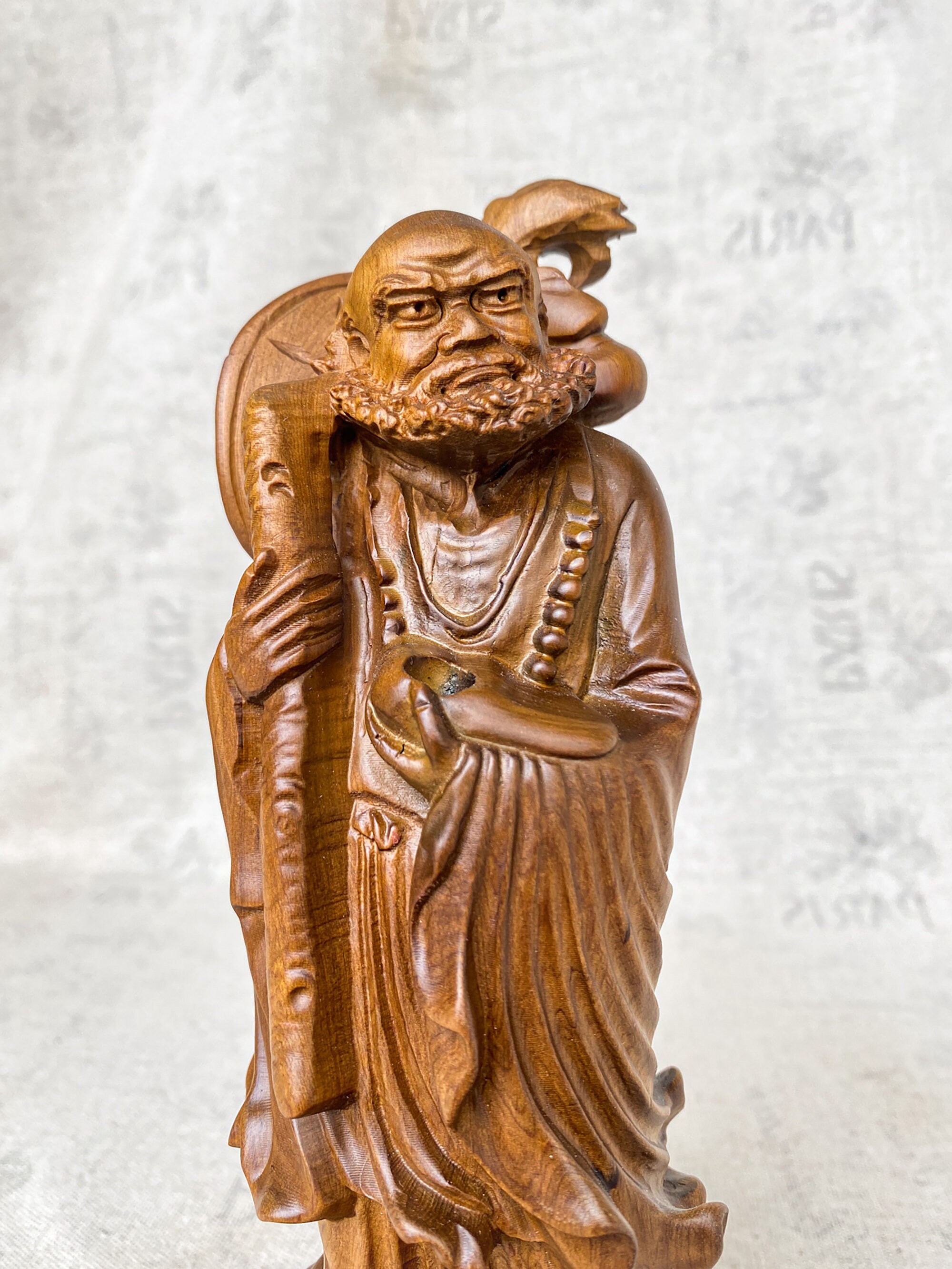 Standing Bodhidharma Statue, Dharma Zen Master Statue, Wooden Statue ...
