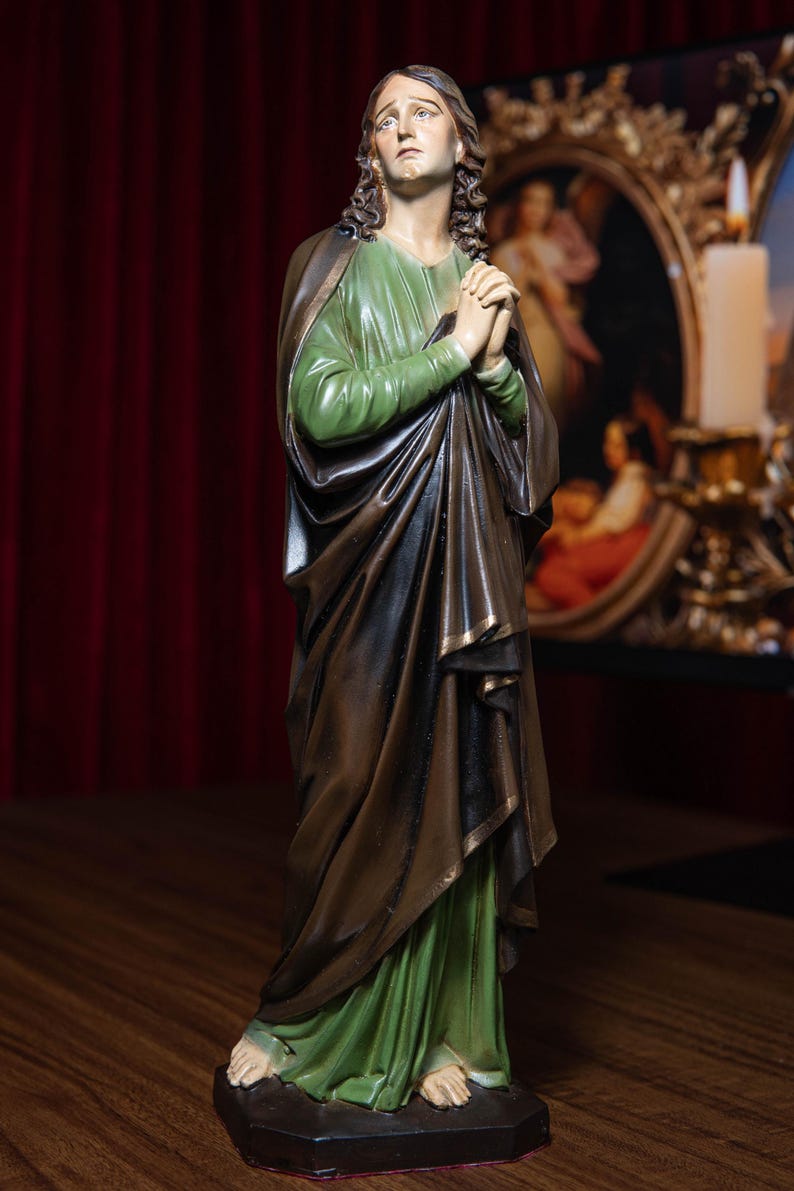 Premium Hand-painted Set: Our Lady of Sorrows & St John Apostle Statue ...